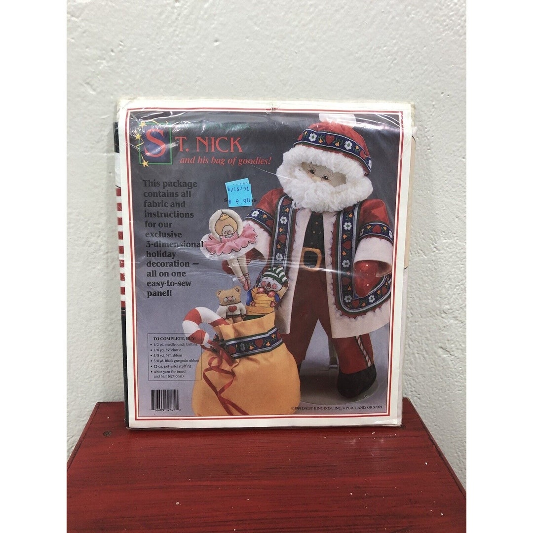 Vintage 1991 St. Nick and His Bag of Goodies Cut & Sew Panel Daisy ...