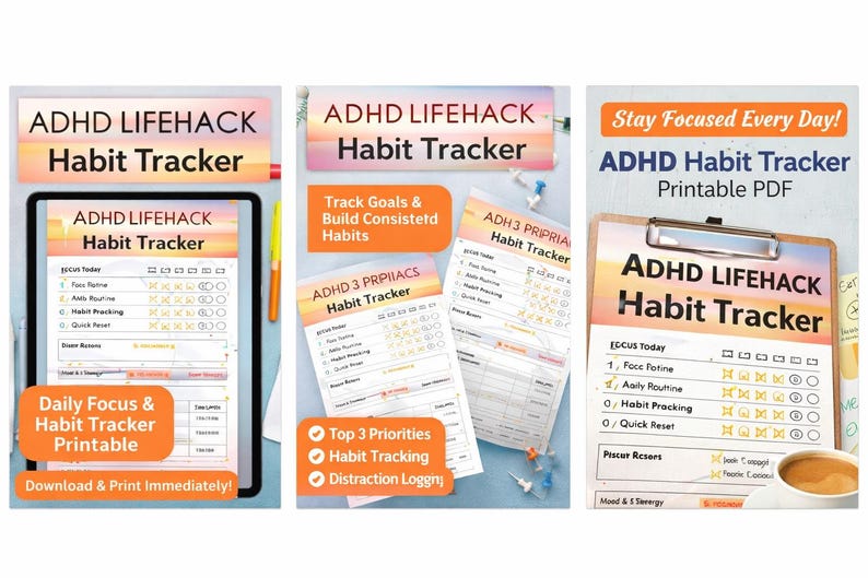 ADHD Lifehack Printable Planner | Daily Focus & Habit Tracker for ...