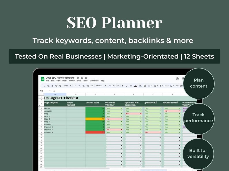 SEO Checklist Template for Google Sheets – Comprehensive Website Audit Spreadsheet, Editable ...