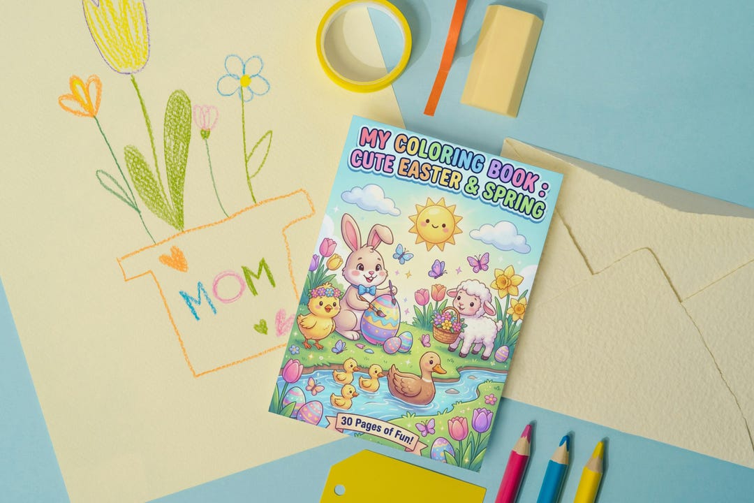 30 Easter Coloring Pages • Cute Bunny & Egg Coloring Book • Printable ...