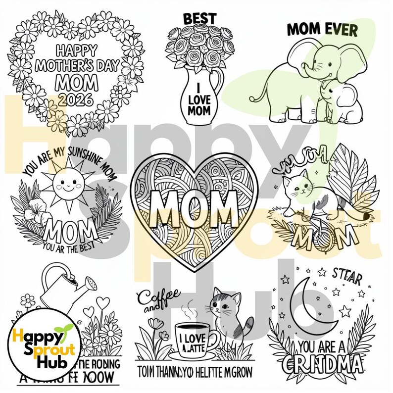 Mother's Day 2026 Coloring Pages: Mom Stepmom Grandma Aunt Inclusive - Etsy
