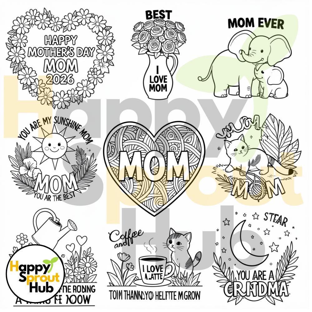Mother's Day 2026 Coloring Pages: Mom Stepmom Grandma Aunt Inclusive - Etsy