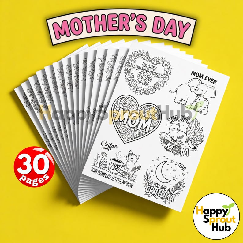 Mother's Day 2026 Coloring Pages: Mom Stepmom Grandma Aunt Inclusive - Etsy