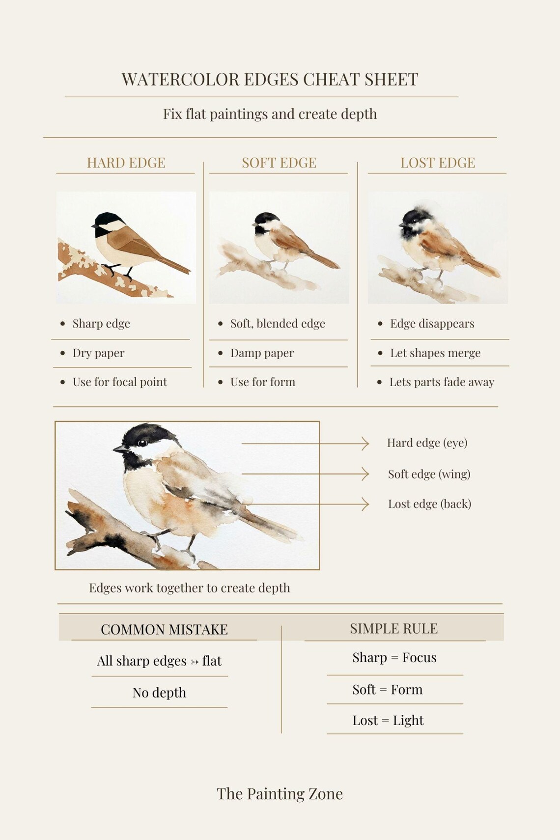 Watercolor Edges Cheat Sheet, Fix Flat Paintings, Beginner Art Tutorial ...