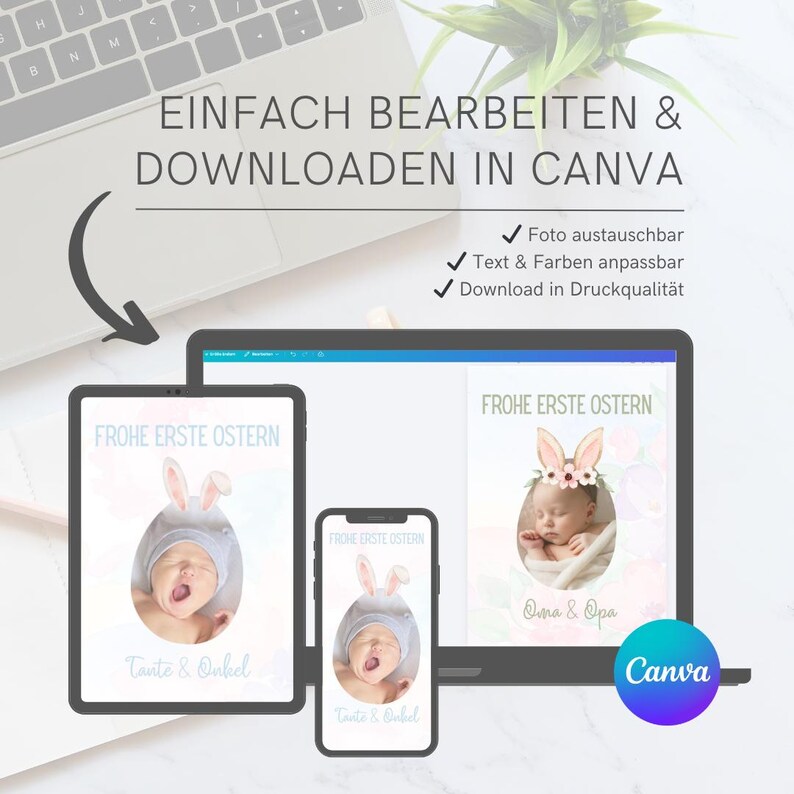 First Easter Baby With Photo, Easter Card & Whatsapp Template ...