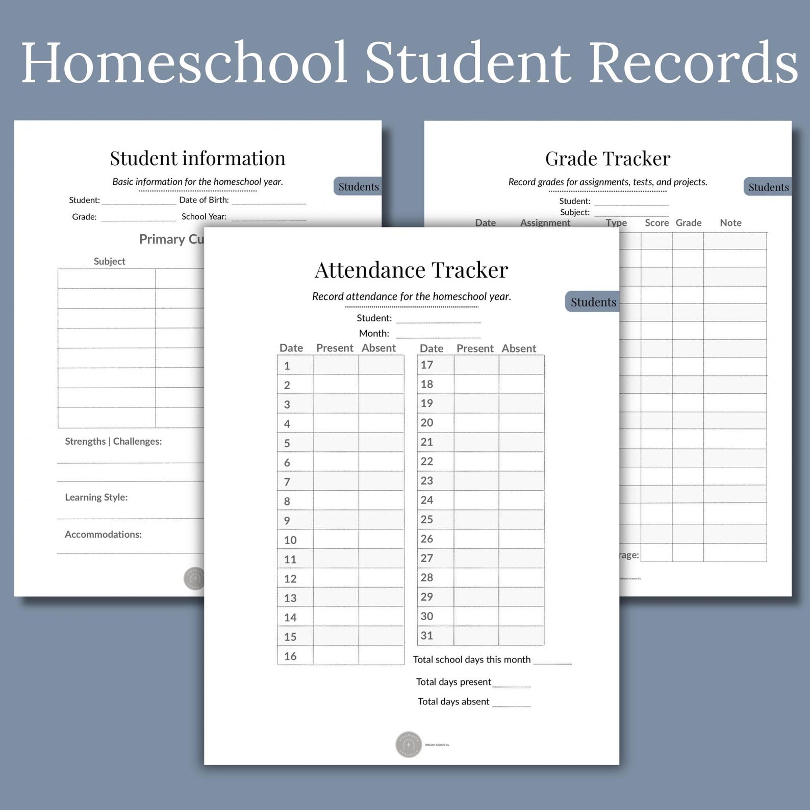 Homeschool Planner Printable Binder | Lesson Plan, Attendance, Records ...