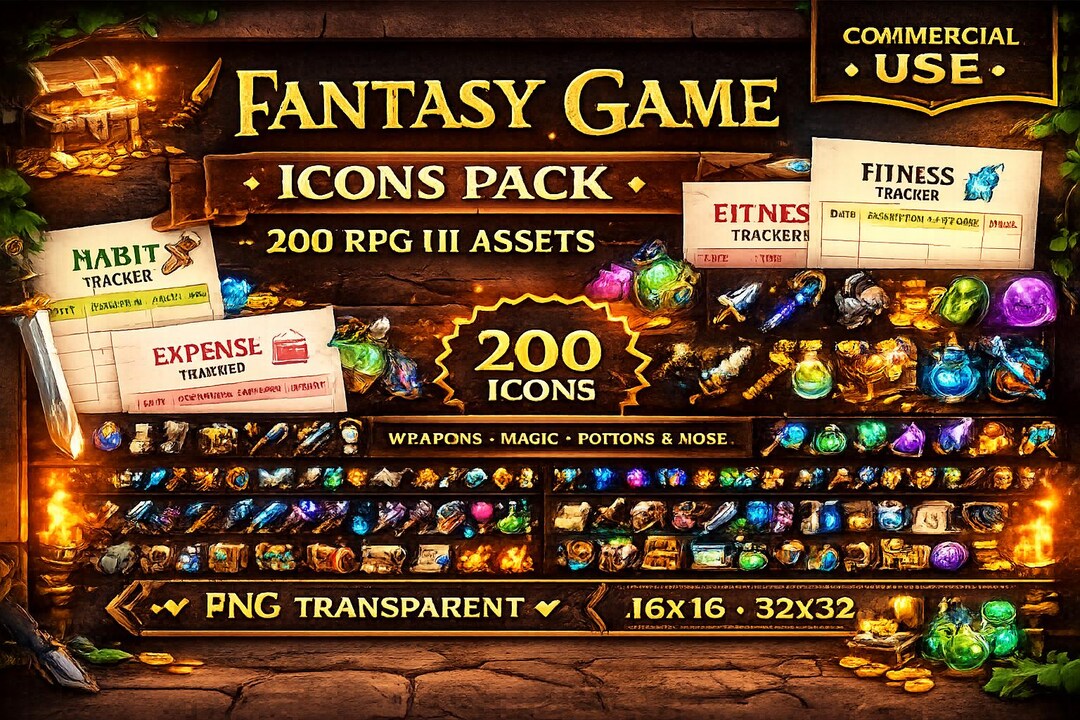 Fantasy RPG Icon Pack | 100+ Game UI Sprites | Inventory Icons, Hud ...