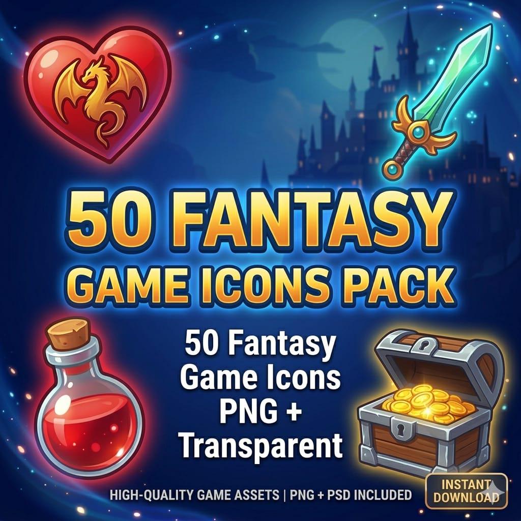 Fantasy RPG Icon Pack | 100+ Game UI Sprites | Inventory Icons, Hud ...