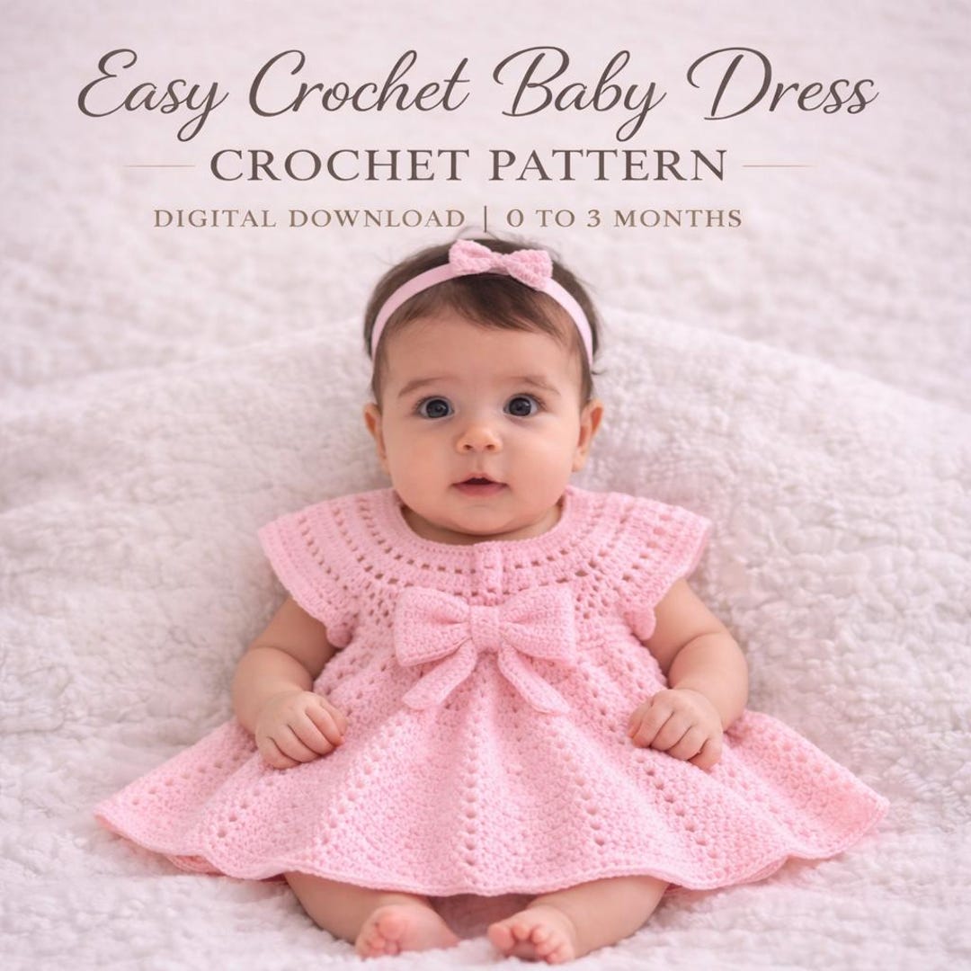 Crochet Baby Dress Pattern | Newborn Lace Bow |fan Stitch Tutorial ...