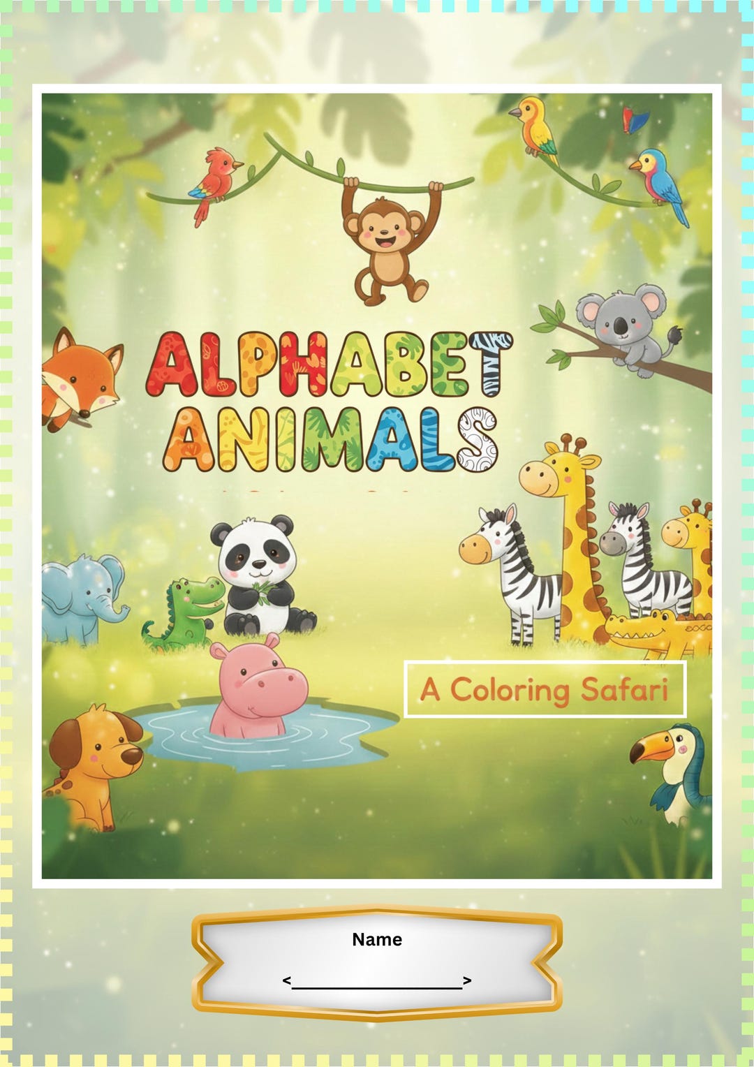 Alphabet Animals Coloring Book, Safari ABC Learning Pages (PDF Download ...