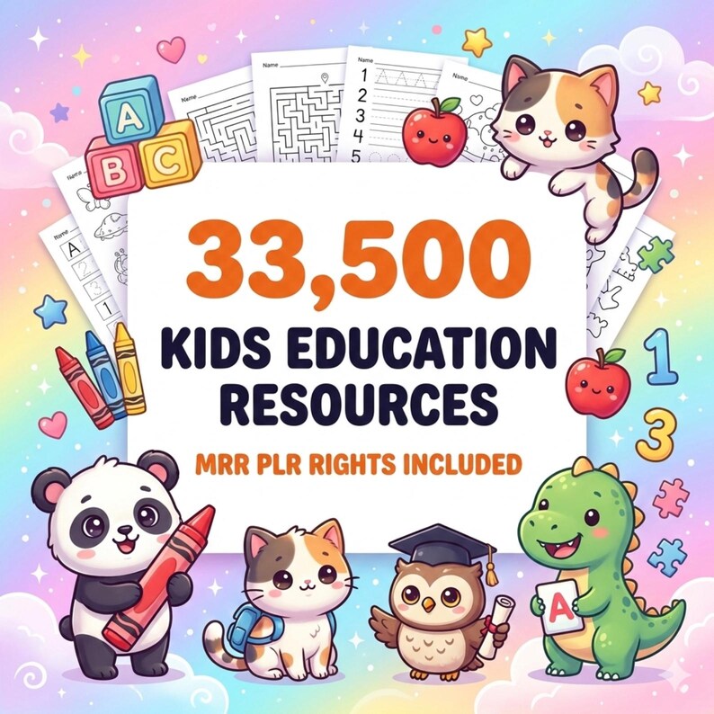 Kids Educational Printables Bundle, 33,500+ Pages, PLR MRR (digital ...