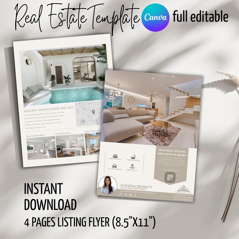 Property Flyer Template, Editable Canva Real Estate Flyer, House for ...