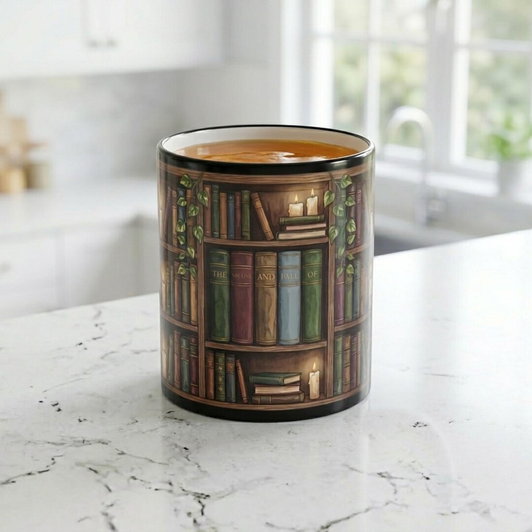 Dark Academia Color Changing Mug | Vintage Library Bookshelf, Subtle ...