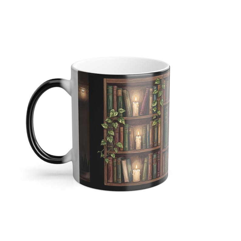 Dark Academia Color Changing Mug | Vintage Library Bookshelf, Subtle ...