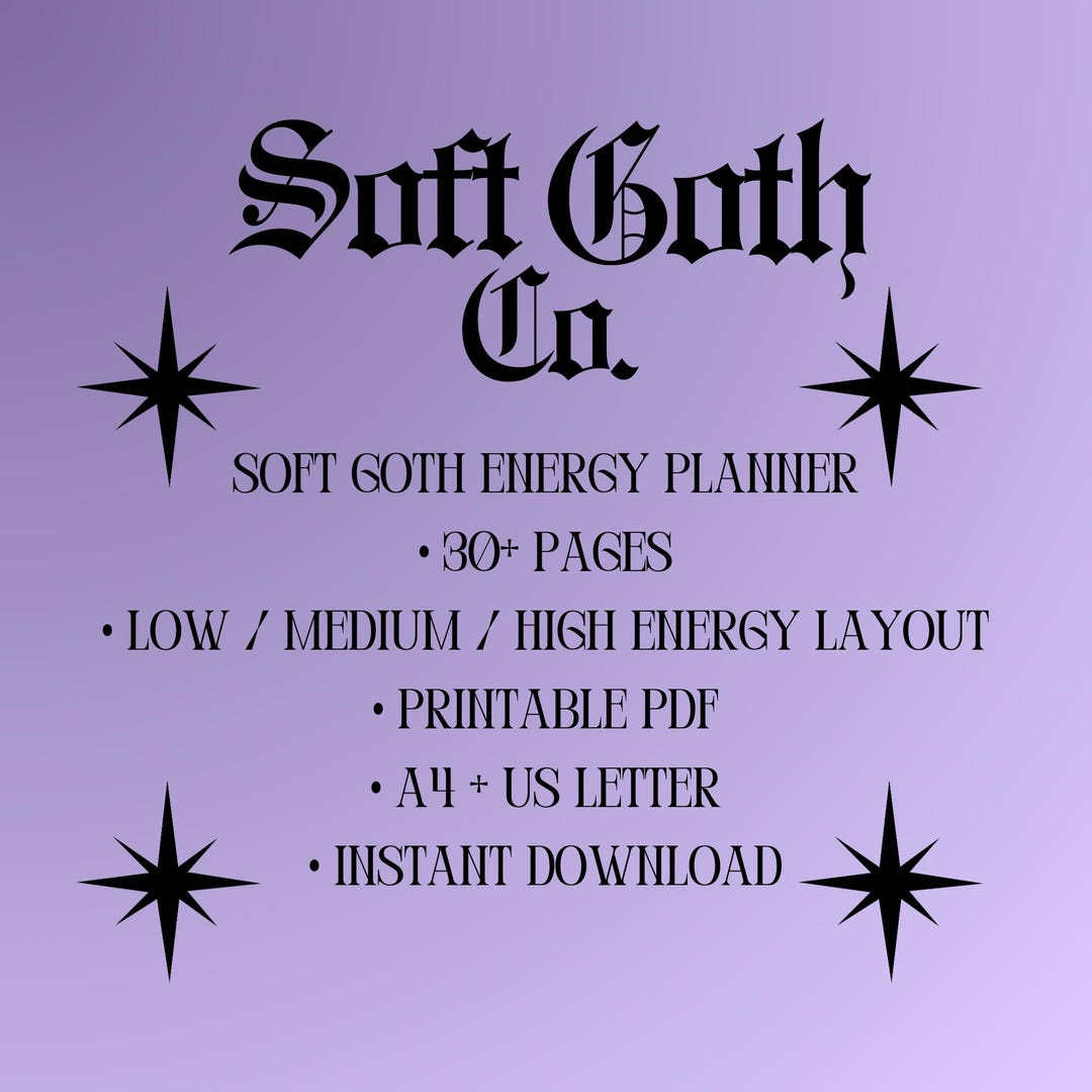 Soft Goth Planner | Low Energy ADHD Friendly Journal (digital Download ...