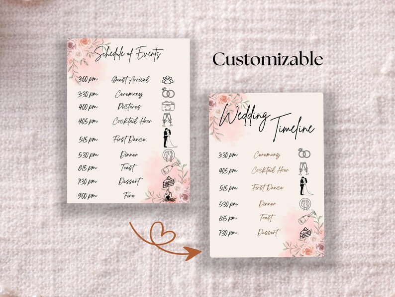Rustic Fall Wedding Timeline Template, Editable Schedule of Events ...