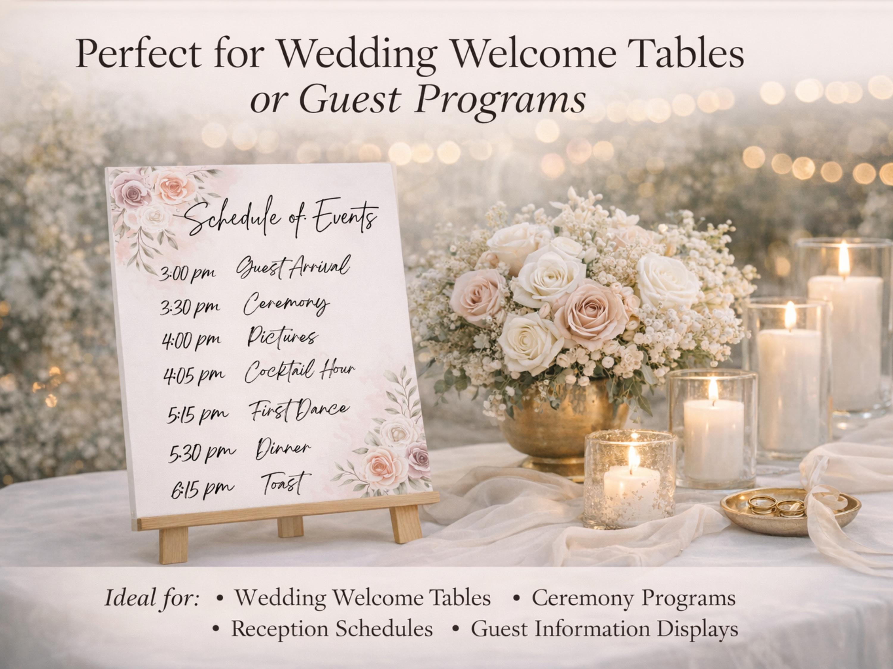 Rustic Fall Wedding Timeline Template, Editable Schedule of Events ...