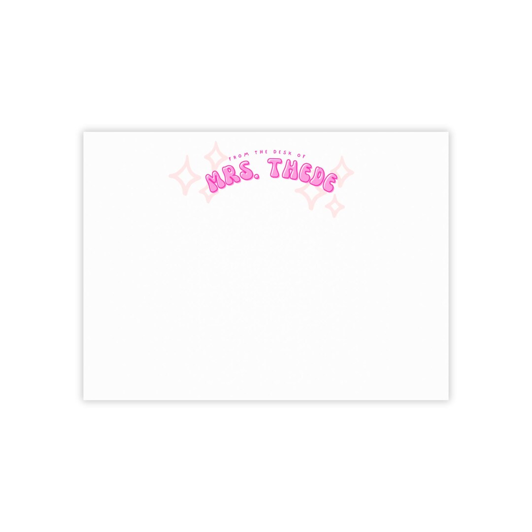 Teacher Gift Post-it Note Pads | Pink Sparkle Header Sticky Notes - Etsy
