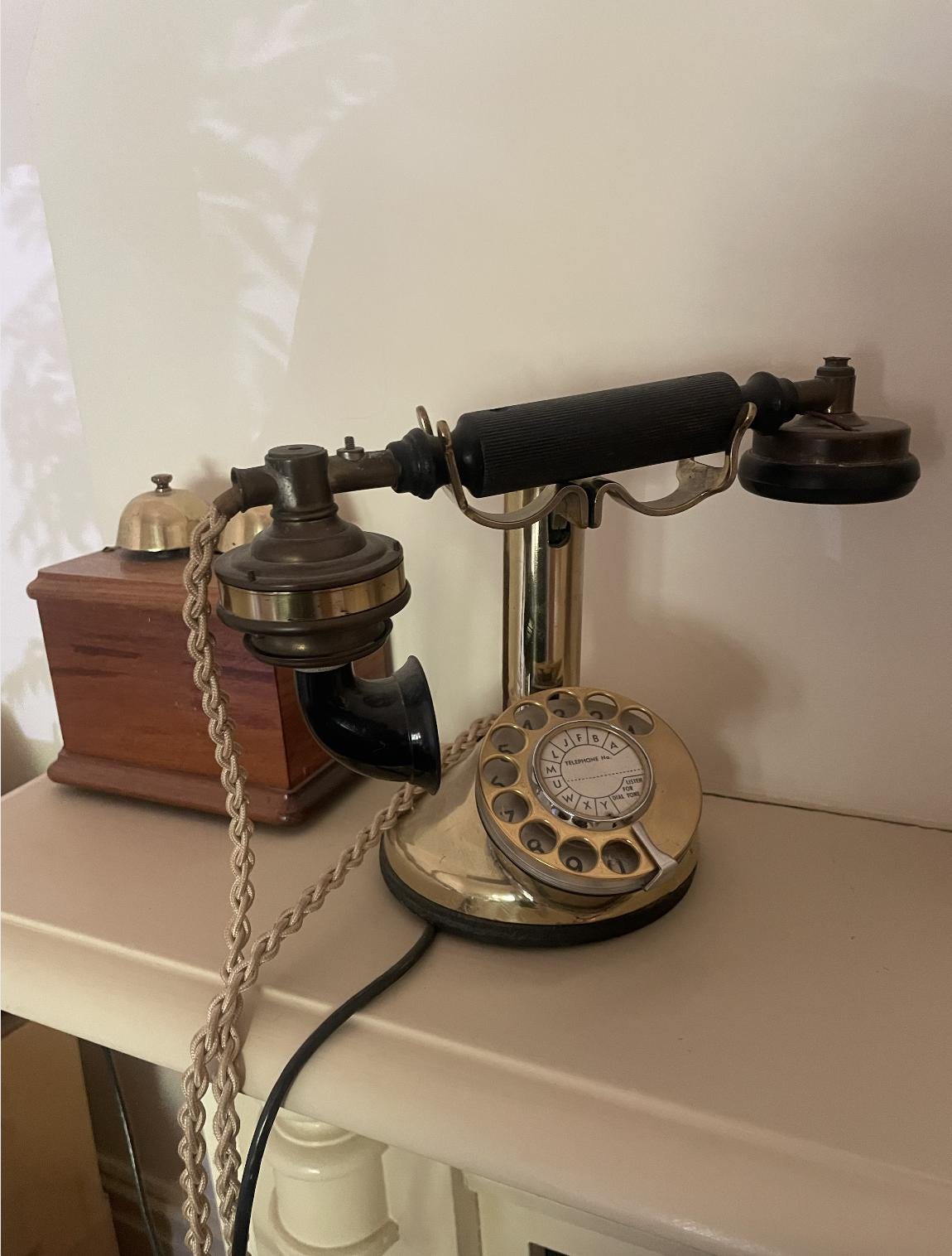 Antique Brass Candlestick Telephone 1920s Rotary Phone With Original ...