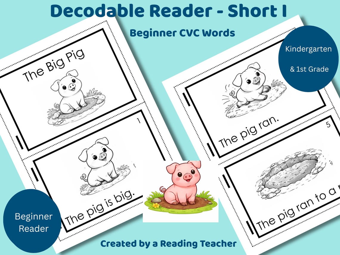 Decodable Reader CVC Words for Beginner Readers | Learn to Read Phonics ...
