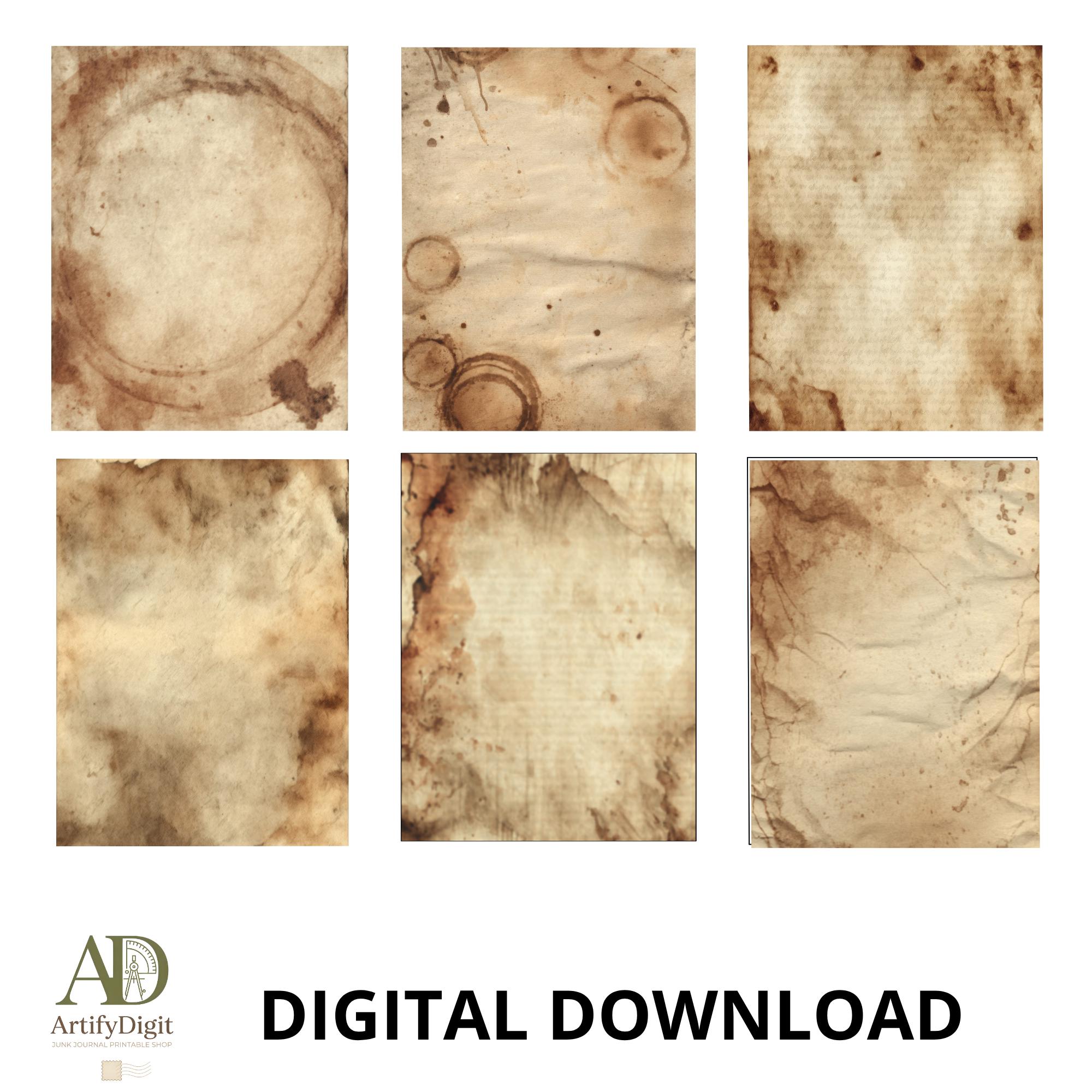 Vintage Coffee Stain PNG Bundle, Tea Stains Ephemera Digital Paper ...