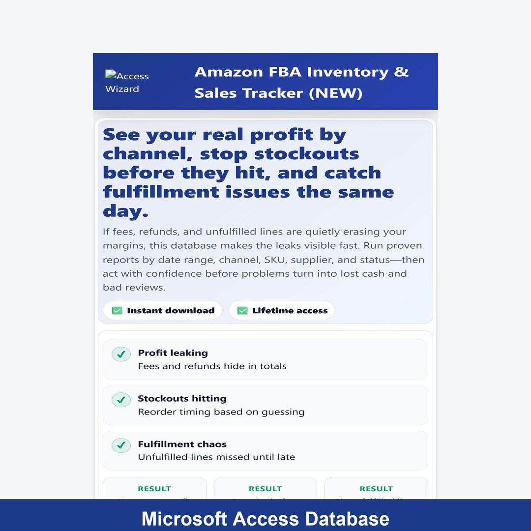 Amazon FBA Inventory & Sales Tracker Access Database | Stop Hidden Fees ...