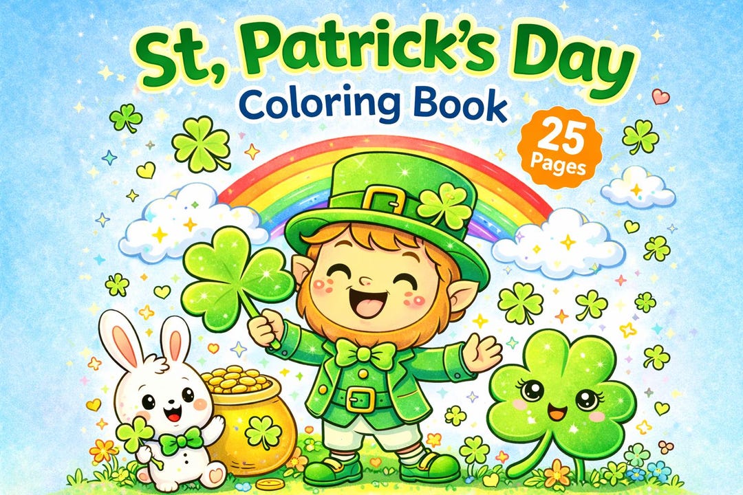 St. Patrick’s Day Coloring Book for Kids, Printable PDF, 25 Pages ...