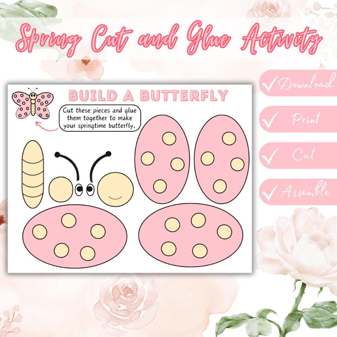 Build a Butterfly Activity Page, Kids Craft, Cut and Glue Activity ...