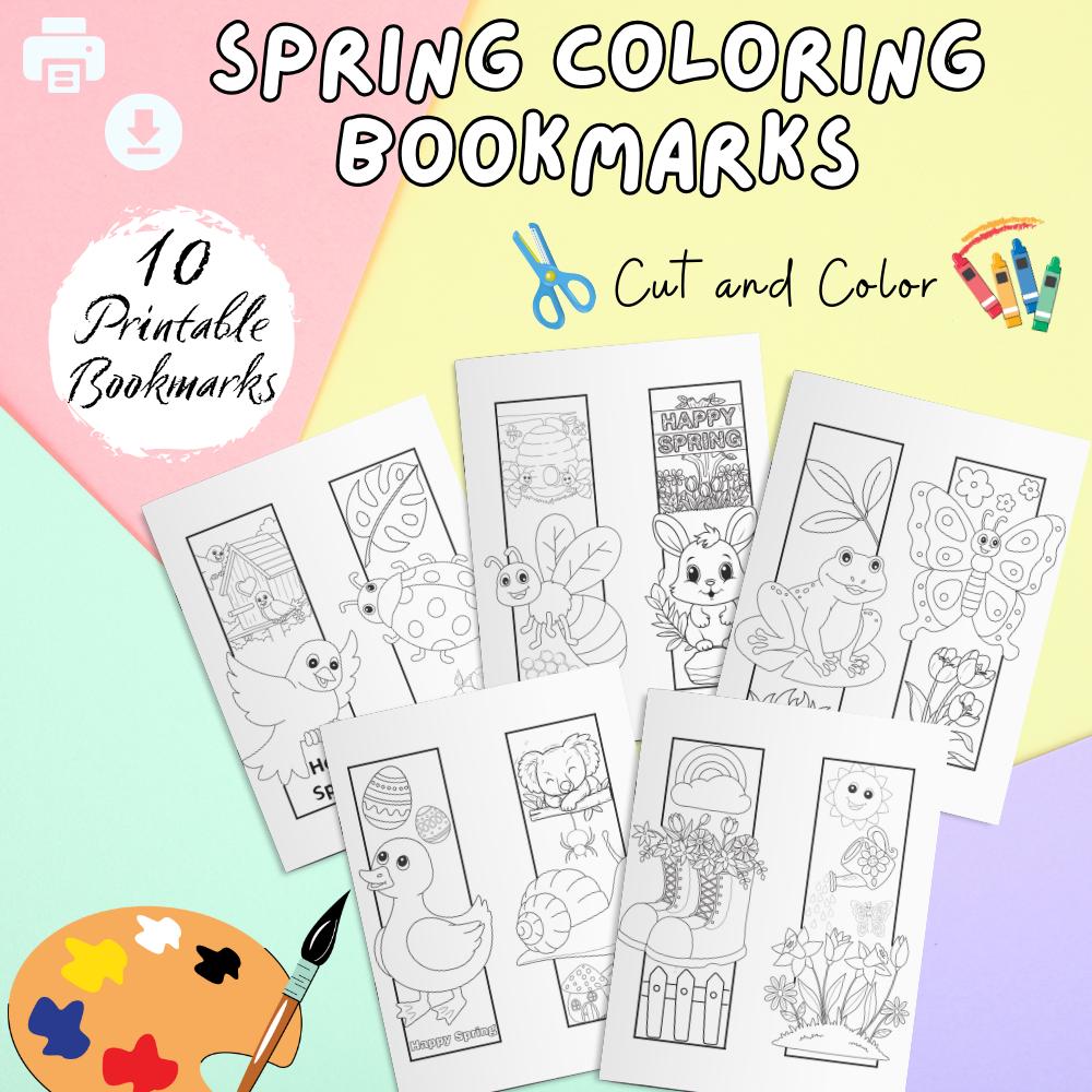 Spring Coloring Bookmarks , Kids Craft, Printable - Etsy