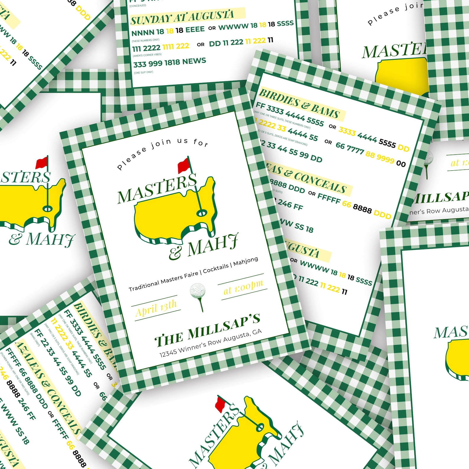 Masters & Mahj Party Bundle | Editable Canva Invite + Masters Mahjong ...