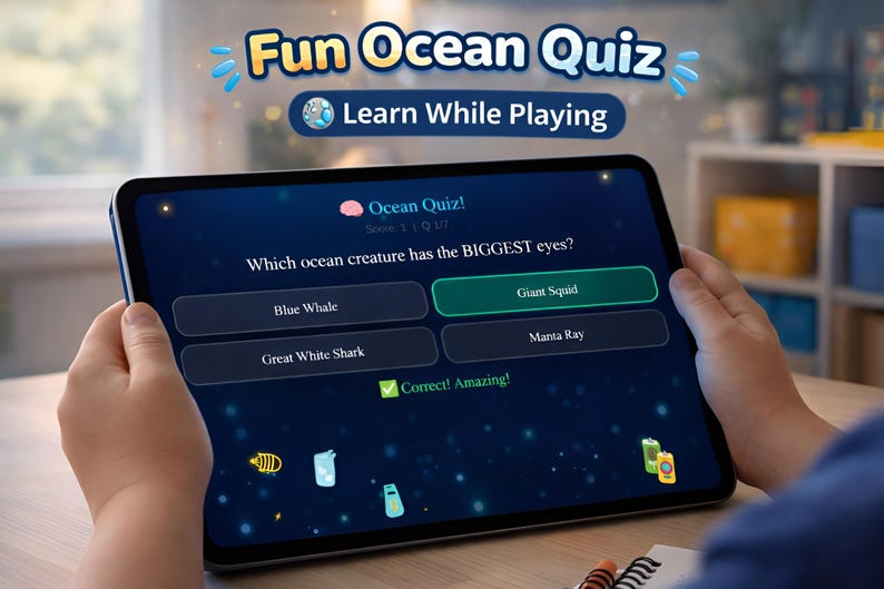 Ocean Animals Interactive Learning Game for Kids 4-10 | Digital ...