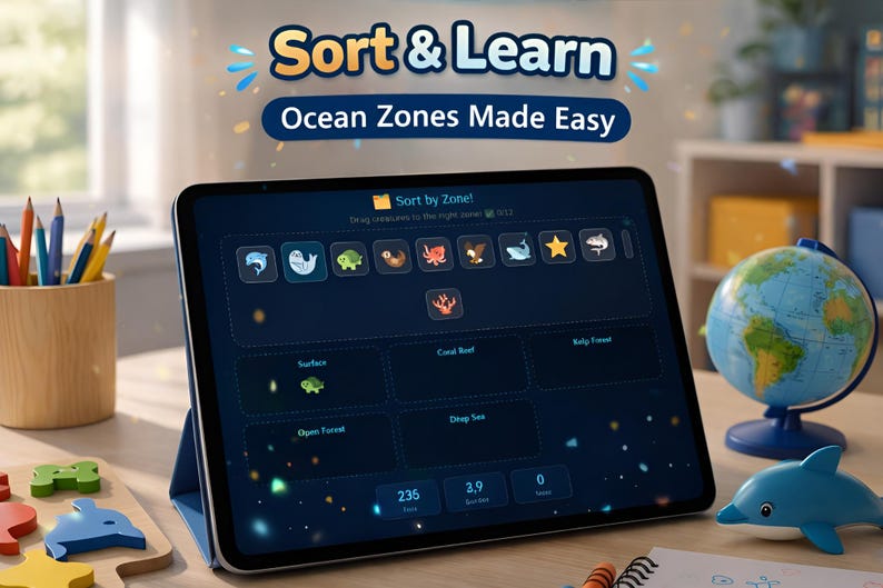 Ocean Animals Interactive Learning Game for Kids 4-10 | Digital ...