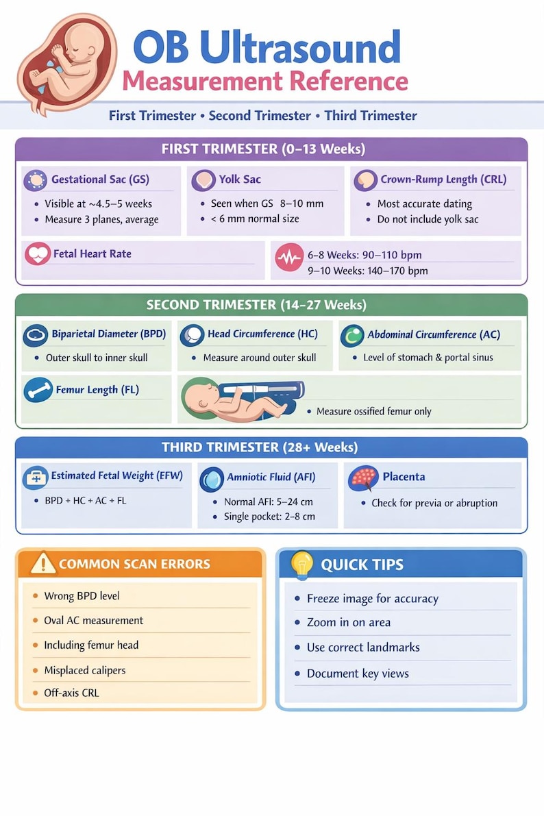 OB Ultrasound Measurement Worksheet | Sonography Student Study Guide ...