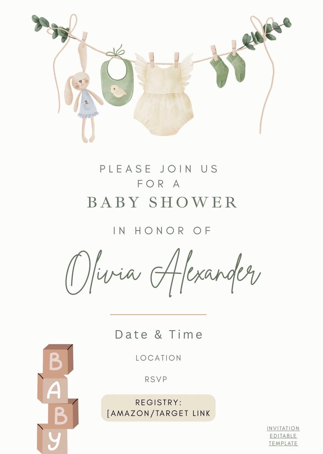 Editable Baby Shower Invitation Template | Instant Download Canva ...
