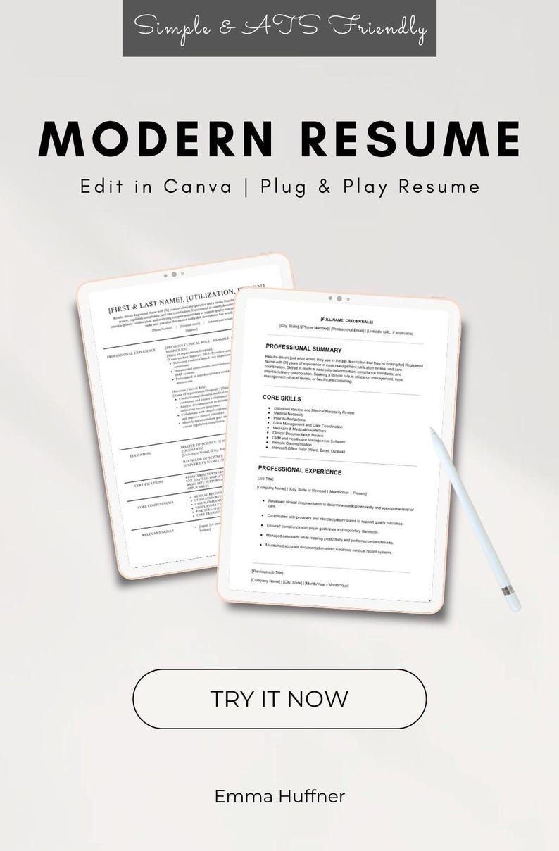 ATS Resume Template + Cover Letter - Etsy
