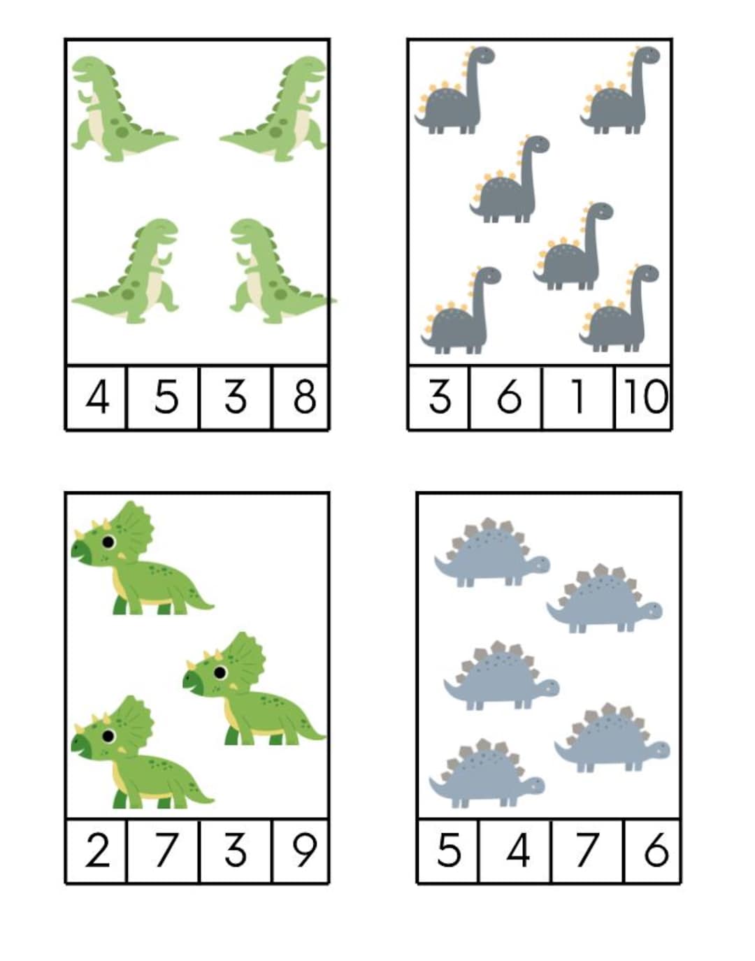 Preschool Dinosaur Counting Printable's - Etsy