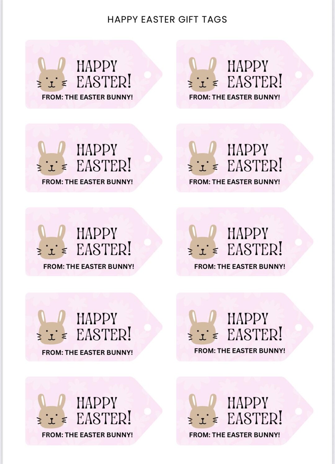 Easter Bunny Gift Tags | From the Easter Labels (instant Download) - Etsy