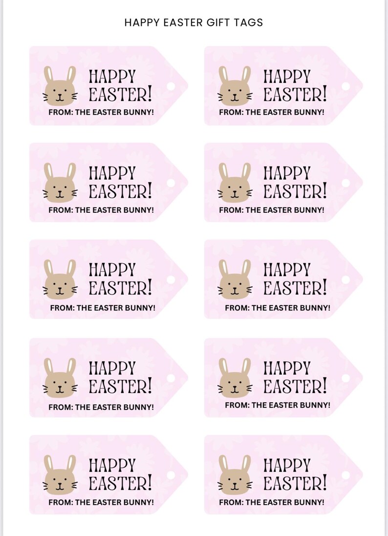 Easter Bunny Gift Tags | From the Easter Labels (instant Download) - Etsy