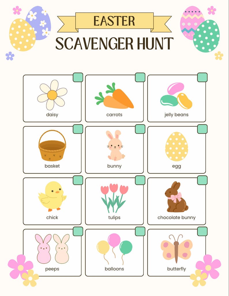 Easter Scavenger Hunt Printable Game | Kids Egg Hunt Clues (PDF ...