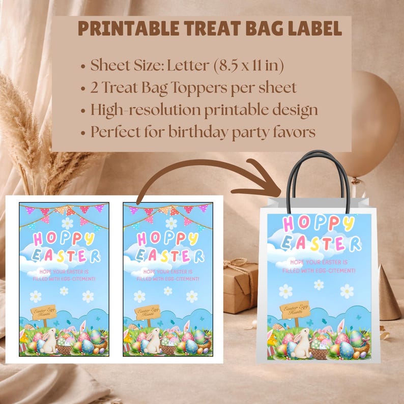 Easter Printable Party Favor Bundle, Hoppy Easter Treat Bag Toppers ...