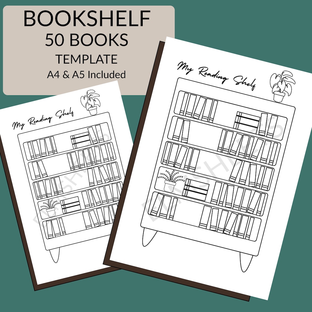 Bookshelf Reading Tracker Printable | 50 Books Challenge Template | A4 ...