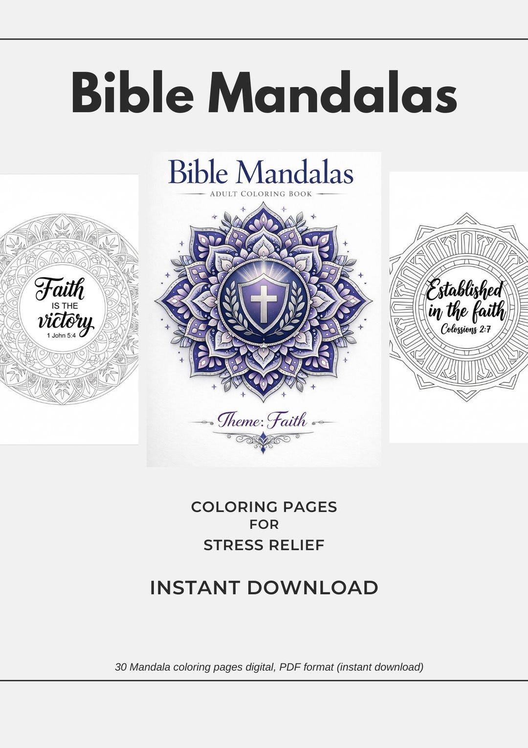 30 Bible Mandala Coloring Pages | Christian Coloring Book Printable ...