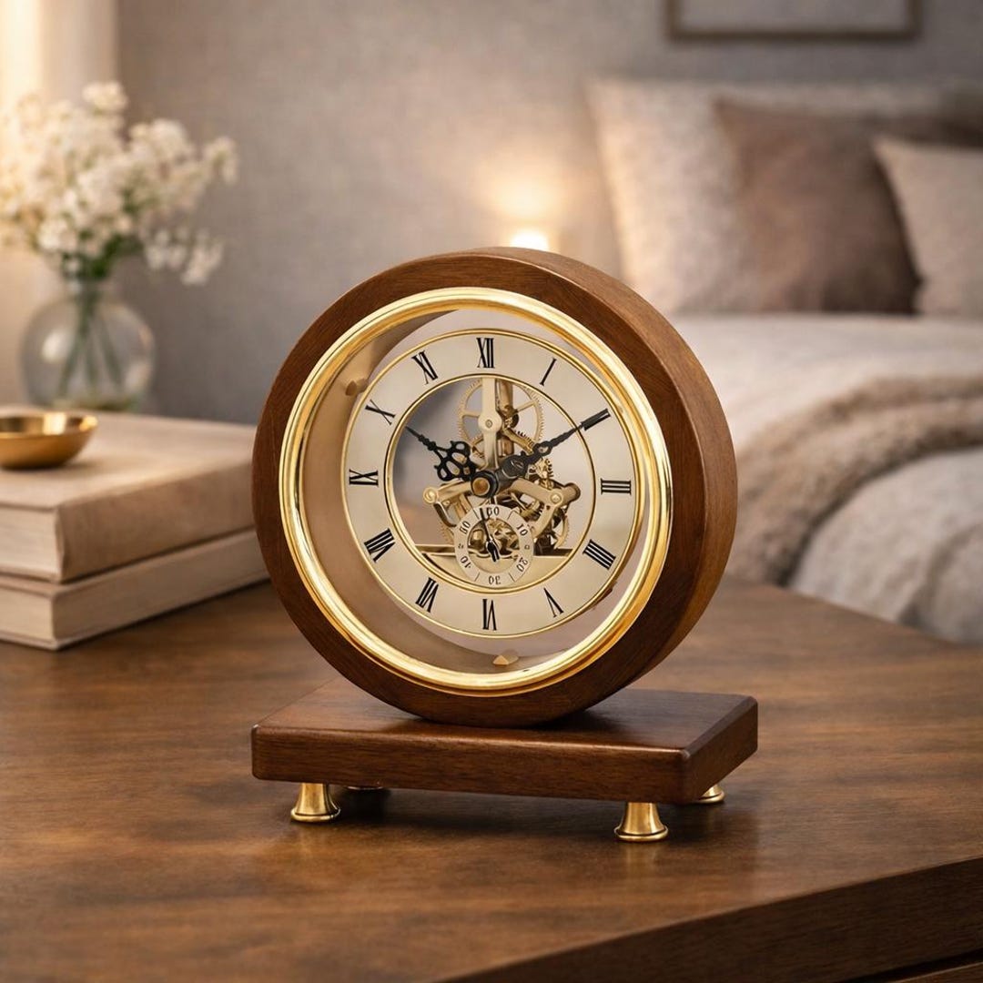 Analog Desk Clock, Modern Metal Silent Tabletop Timepiece for Office ...