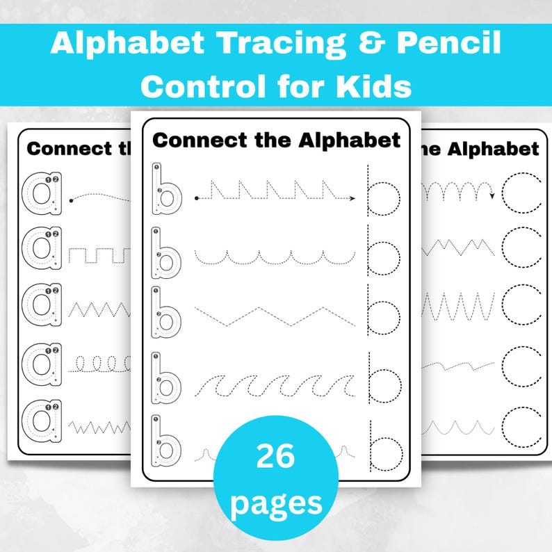 Lowercase Alphabet Pre-writing Lines Tracing Pages Pencil Control ...
