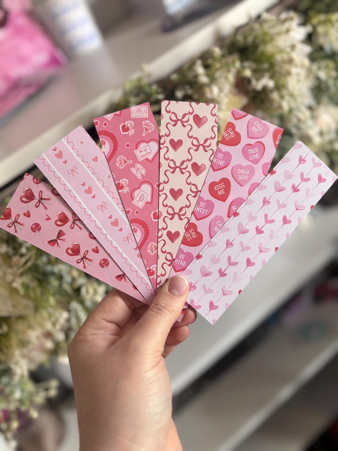 Love Hearts Cardstock Bookmarks | Laminated Tassel Bookmarks | Book ...