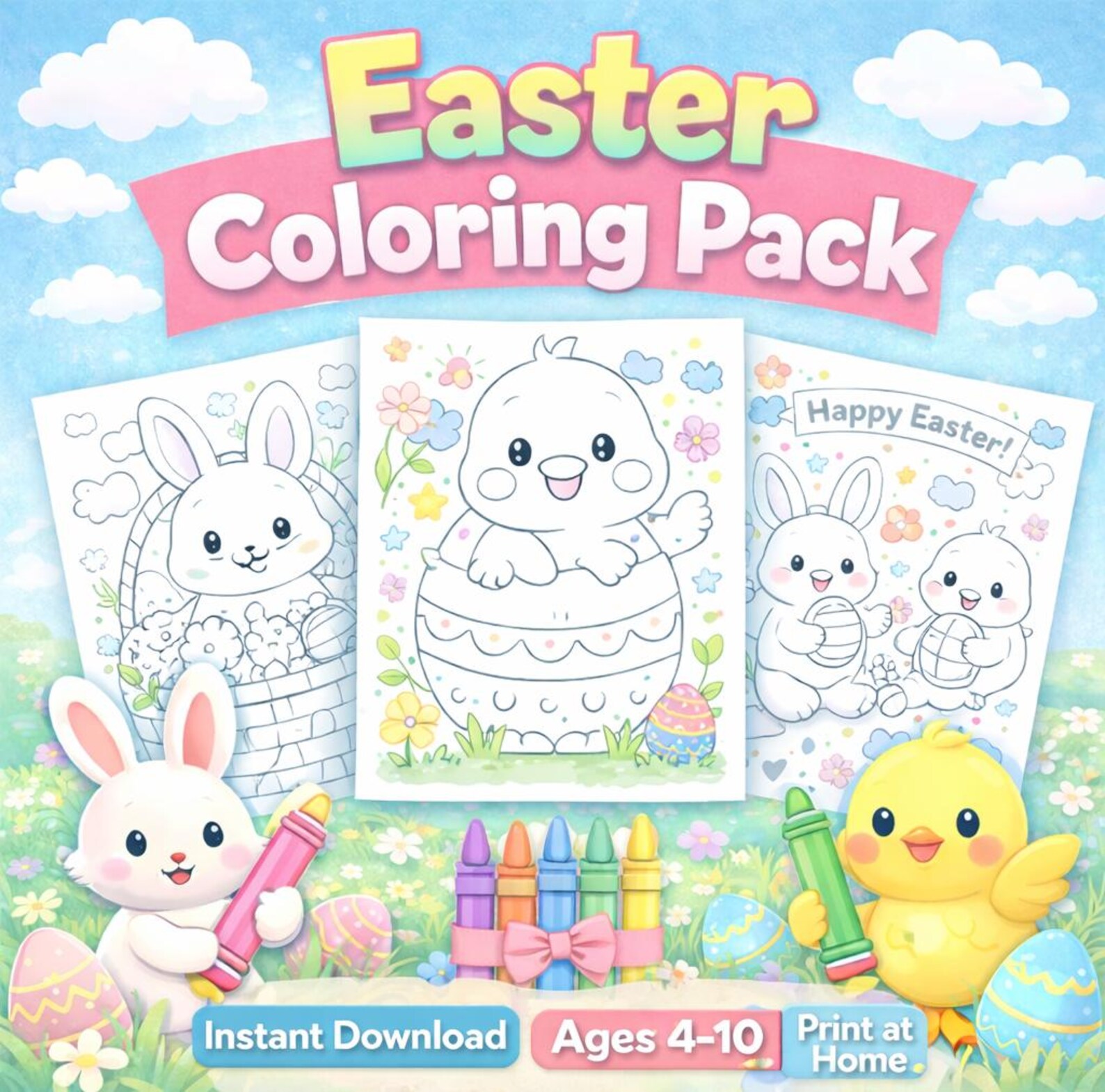Mini Easter Coloring Pack for Kids | Christian Easter Printable Pages ...
