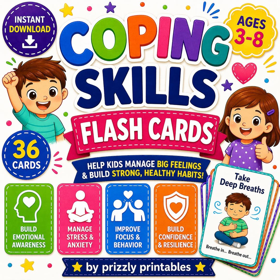 Coping Skills Flash Cards for Kids | Calm Down Cards Printable ...