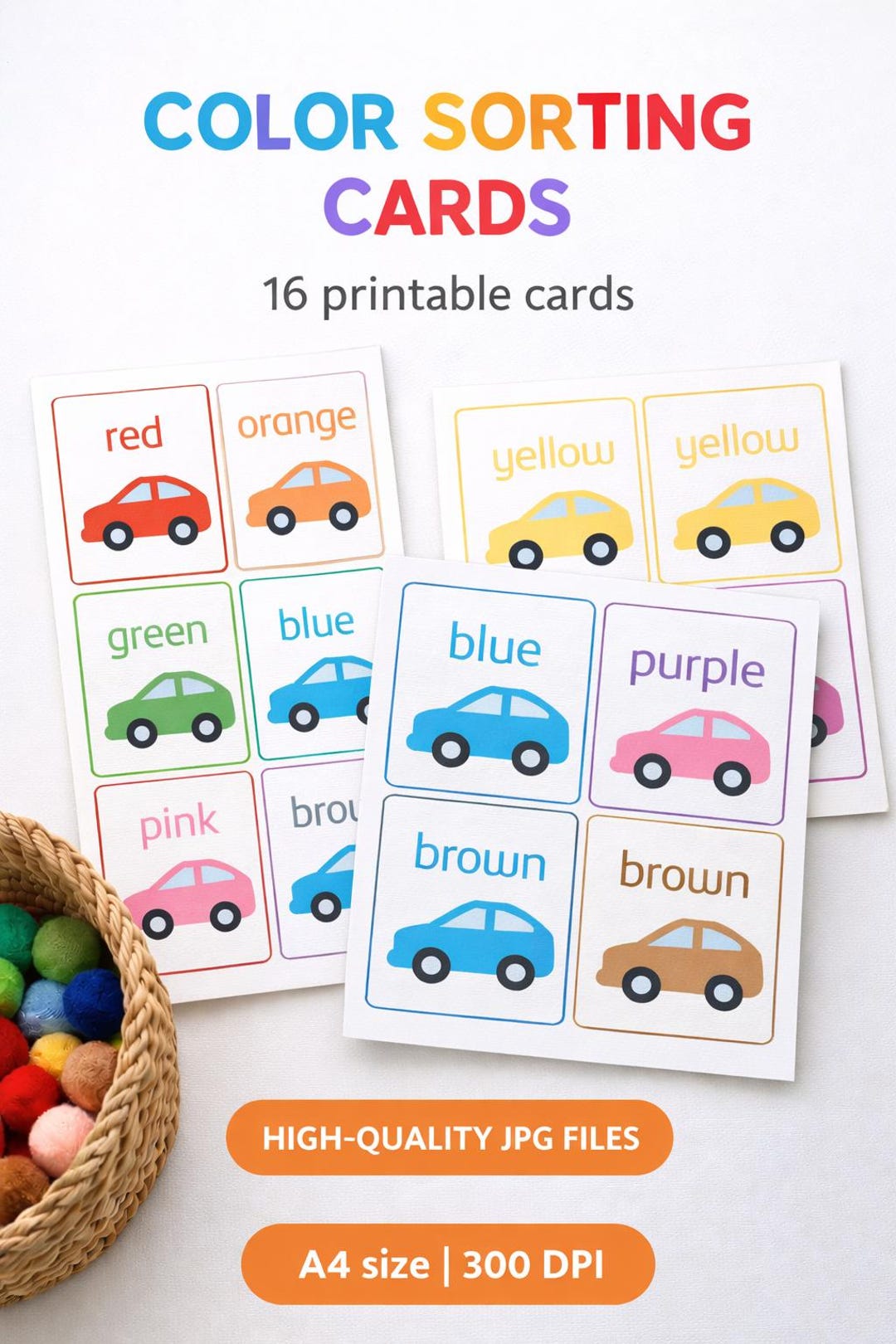 Montessori Color Sorting Activity Printable PDF | Preschool Learning ...