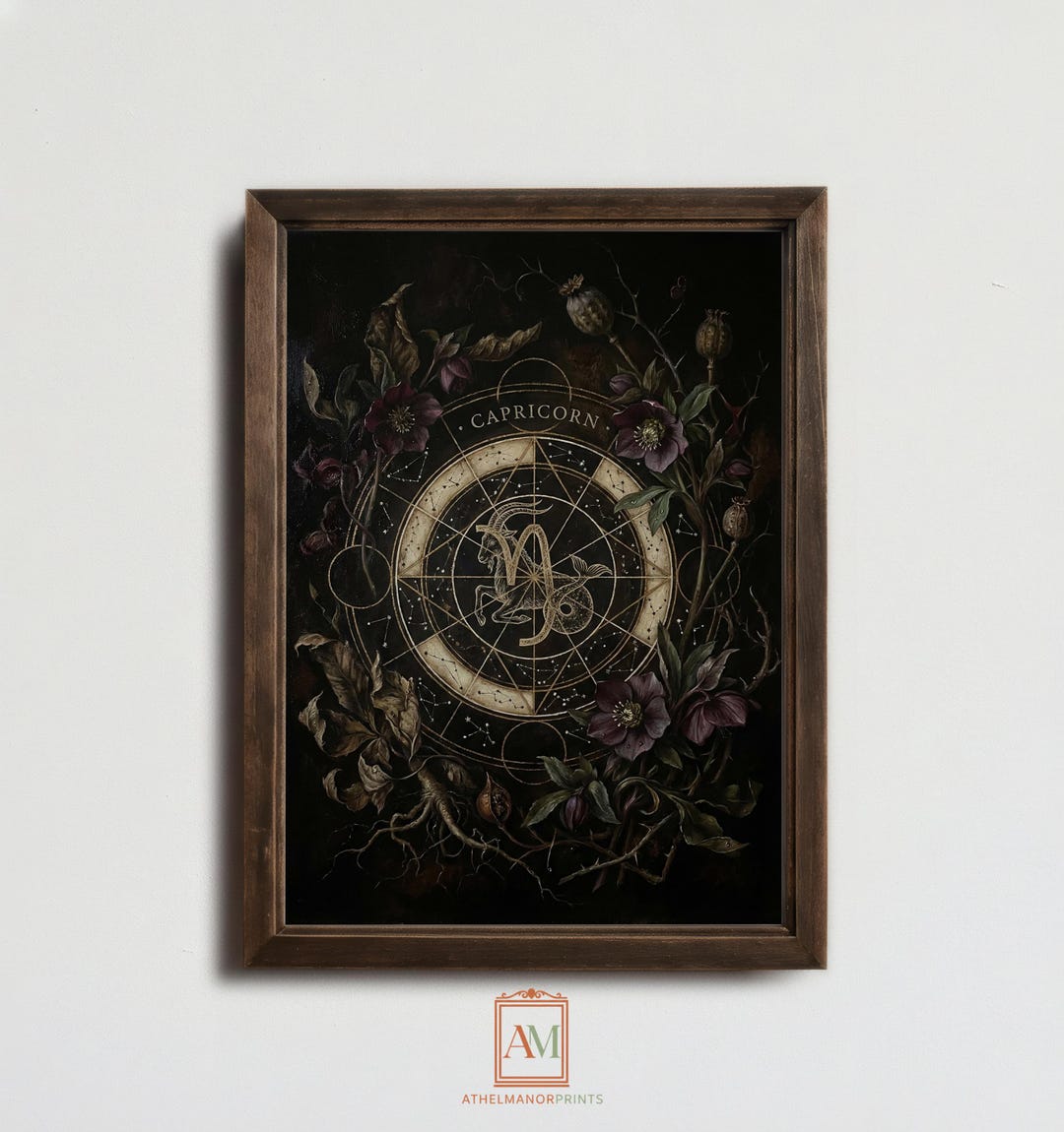 Gothic Capricorn Zodiac Art – Vintage Astrology Illustration, Occult ...