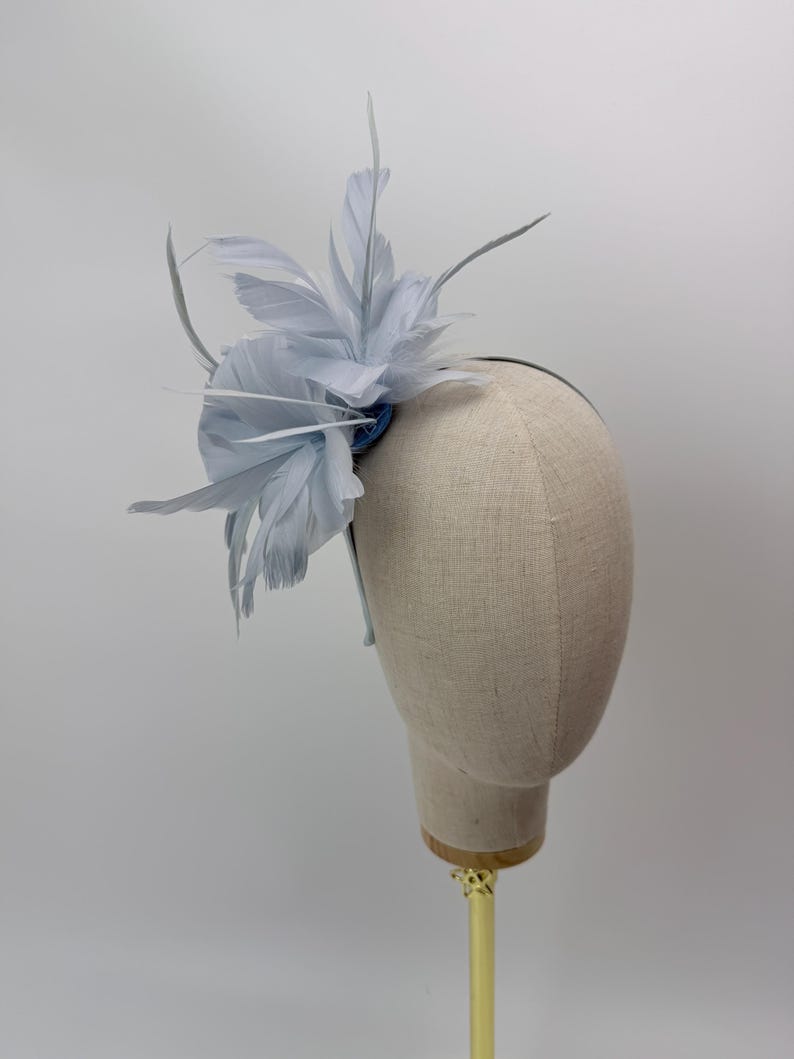 New Baby Blue Feather Fascinator Headband Royal Ascot Kentucky Derby ...